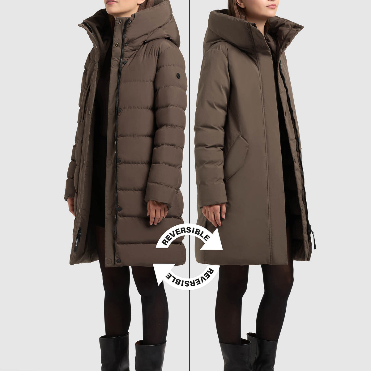 Reversible coat PROTEA DULL GREEN – KHUJO